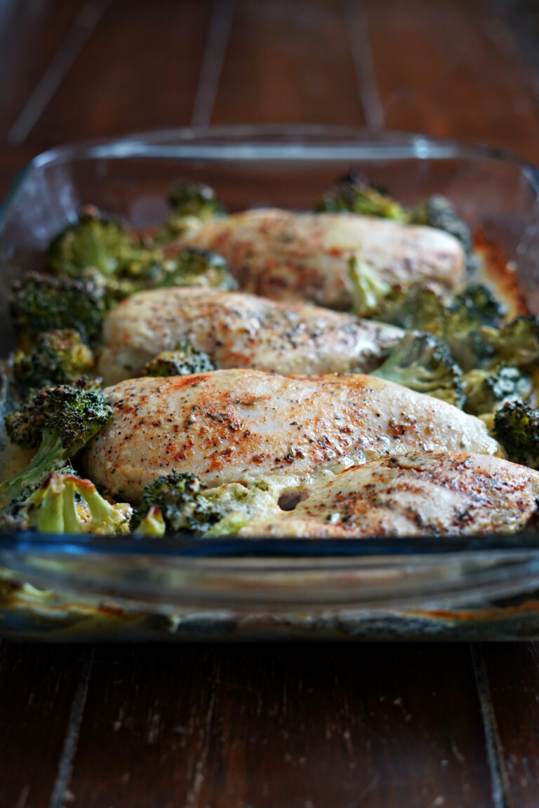One Pan Creamy Baked Chicken and Broccoli - Raising Generation Nourished