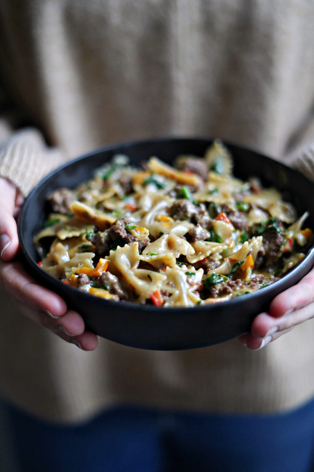 One Skillet Creamy Sausage & Pepper Pasta - Raising Generation Nourished